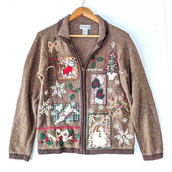 Vintage | Sweaters | Vintage Brown Patchwork Country Cottagecore ...